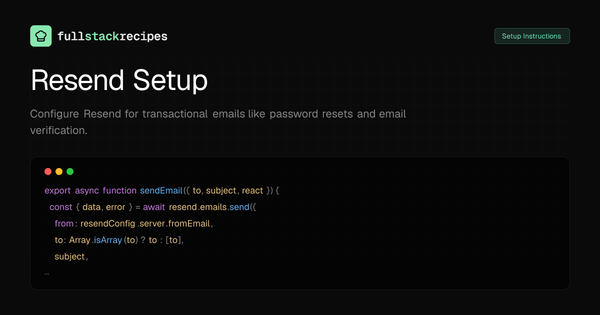Resend Setup | Fullstack Recipes