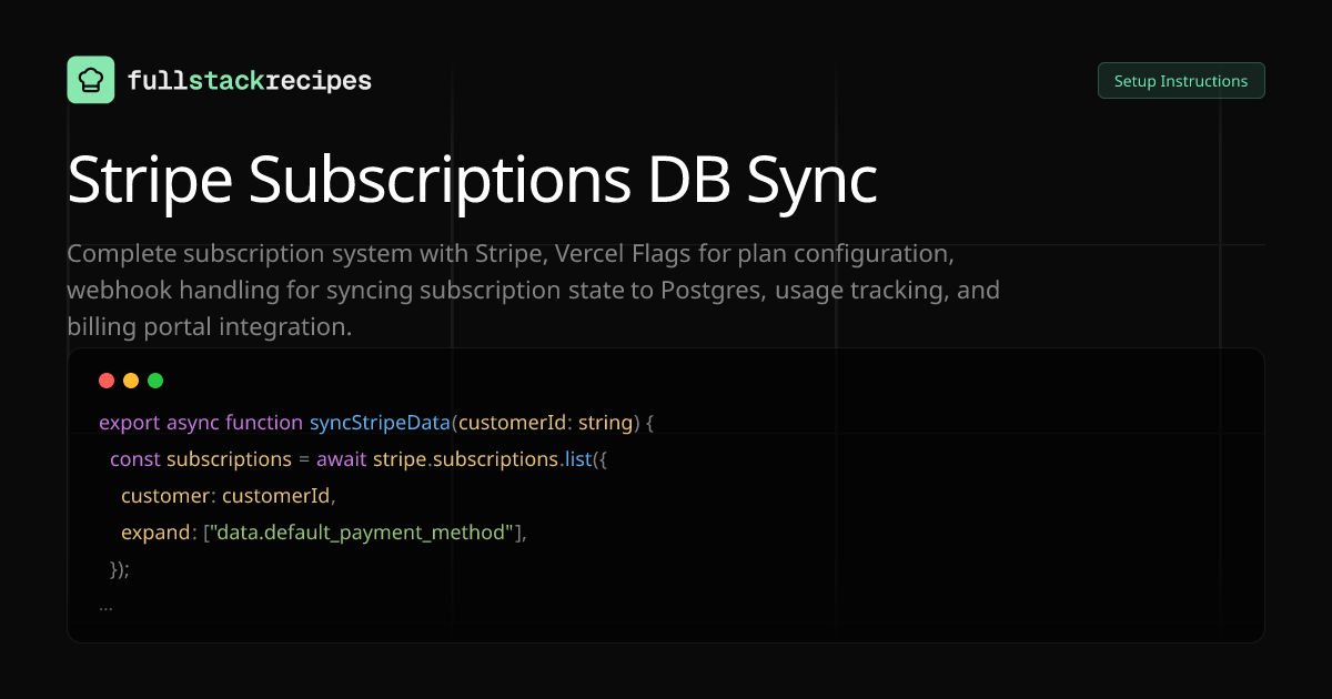 Stripe Subscriptions DB Sync | Fullstack Recipes